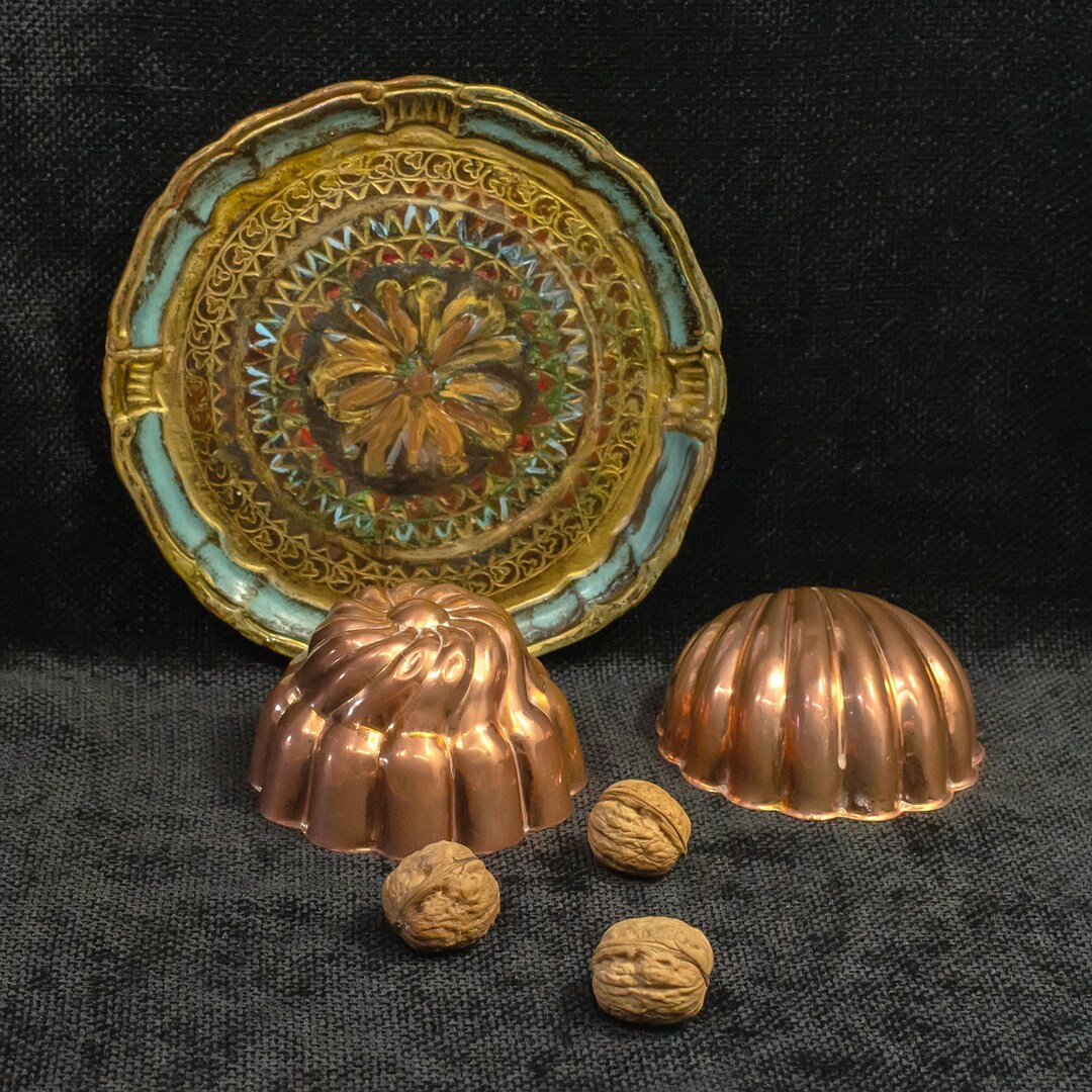 Vintage Copper Pudding & Cookie Mold Set: Italian Kitchen Shell Decor ...