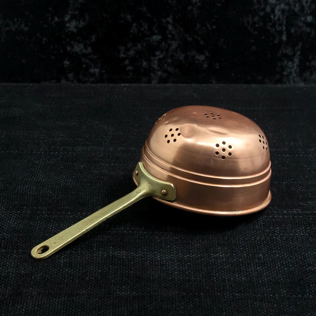 Italian Copper Colander. Brass Handle. Mid-century Kitchenware, 14.5 Cm ...
