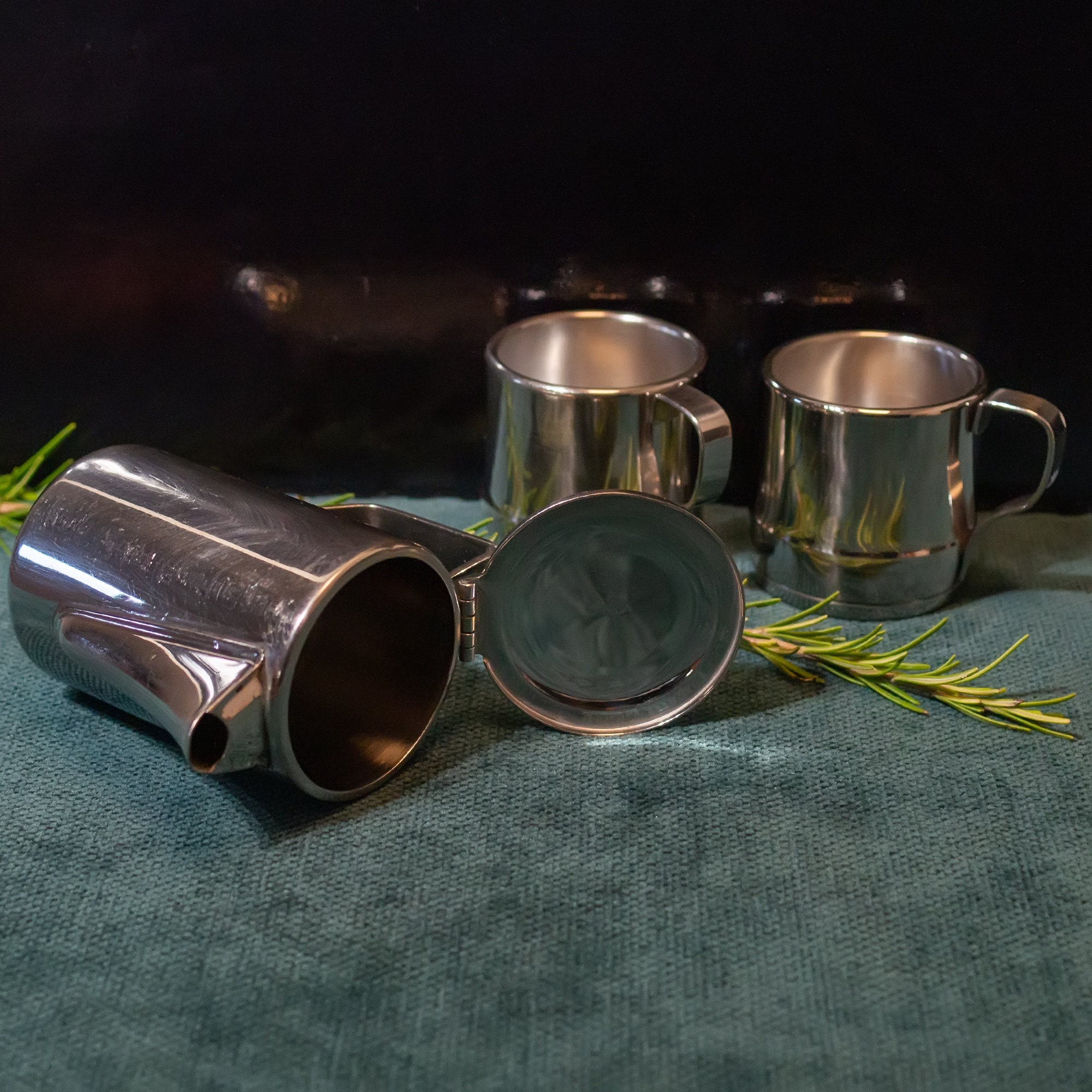 Metal Creamer With Hinged Lid Vintage Steel 150 Ml Milk Jug Will Add an ...