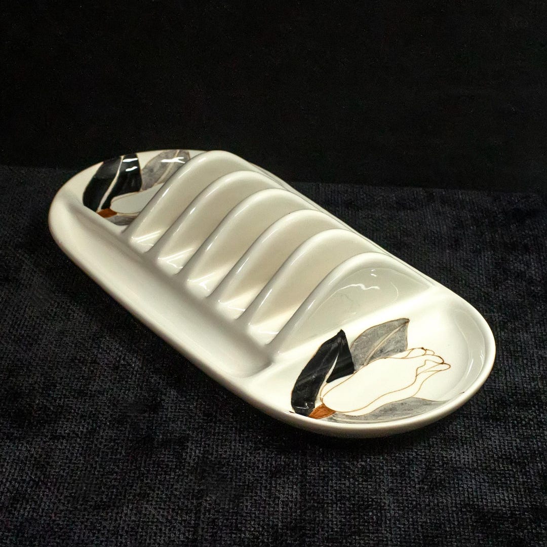 Big Porcelain Toast Rack • Vintage Italian Big Toast Holder Tulips ...