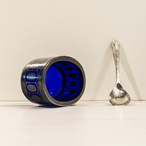 Blue Glass & Silver Salt Cellar • This Set Consists of a Blue Salt ...