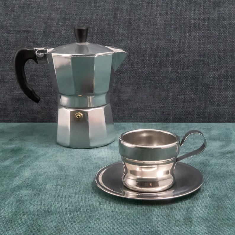 Stainless Steel Coffee Set “jolly. La Termica”. Six Cups & Saucers ...