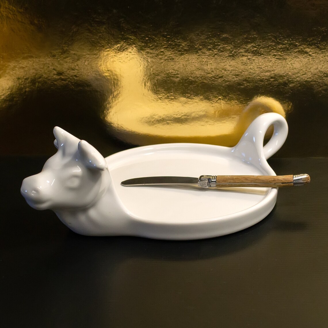 Vintage Porcelain Cow Cheese Platter: 1980s Italian Ceramic Serving ...