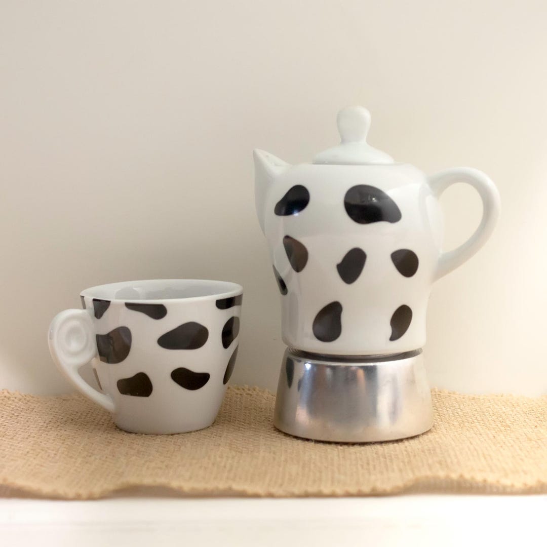 Small Italian Ceramic Top Coffee Maker • Vintage Stovetop Coffee Pot in ...