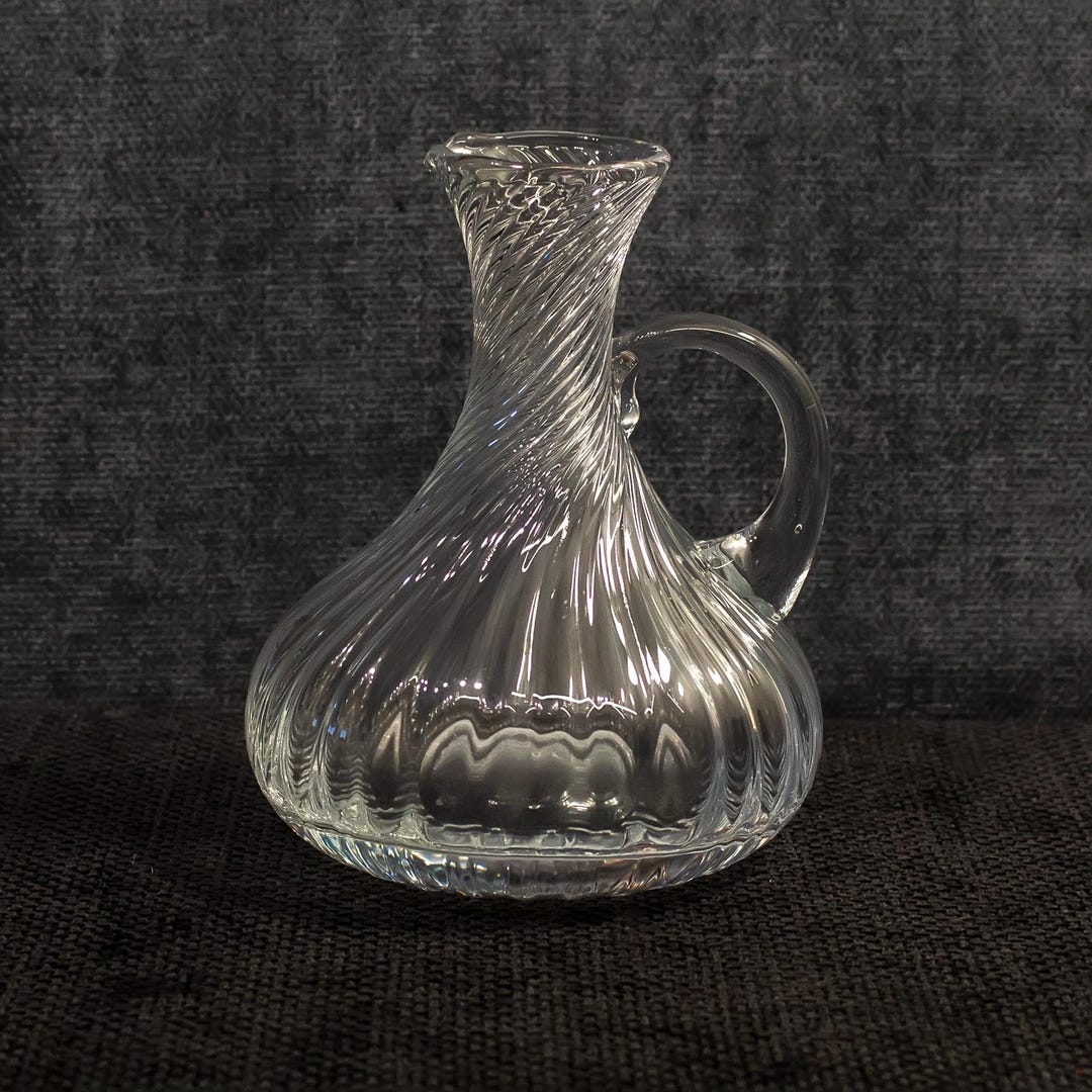 Small Italian Glass Pitcher • Vintage Italian Hand-blown Spiral Ribbed ...