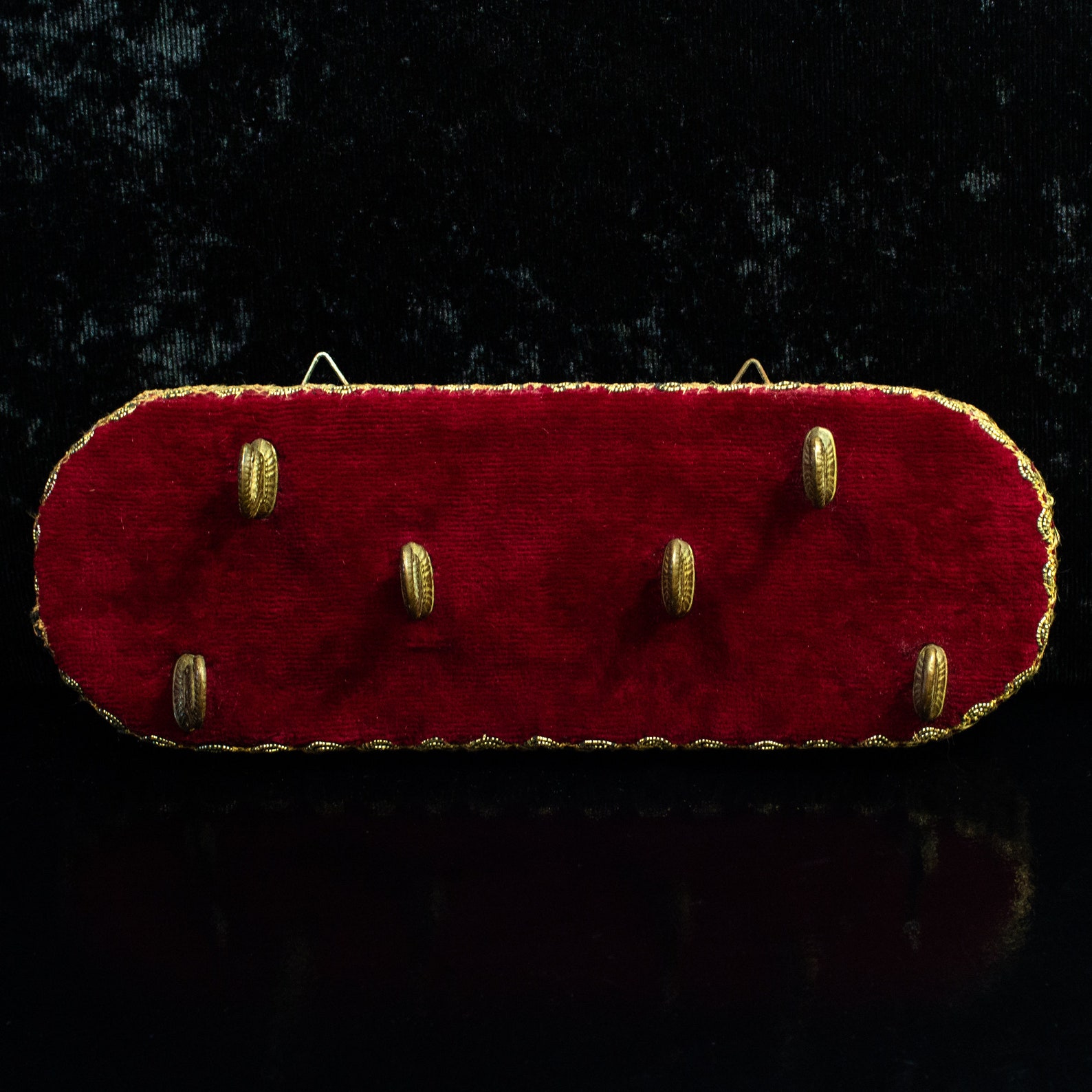 Vintage Velvet Italian Wall Rack: Red & Gold Venetian Style, 6 Hooks ...
