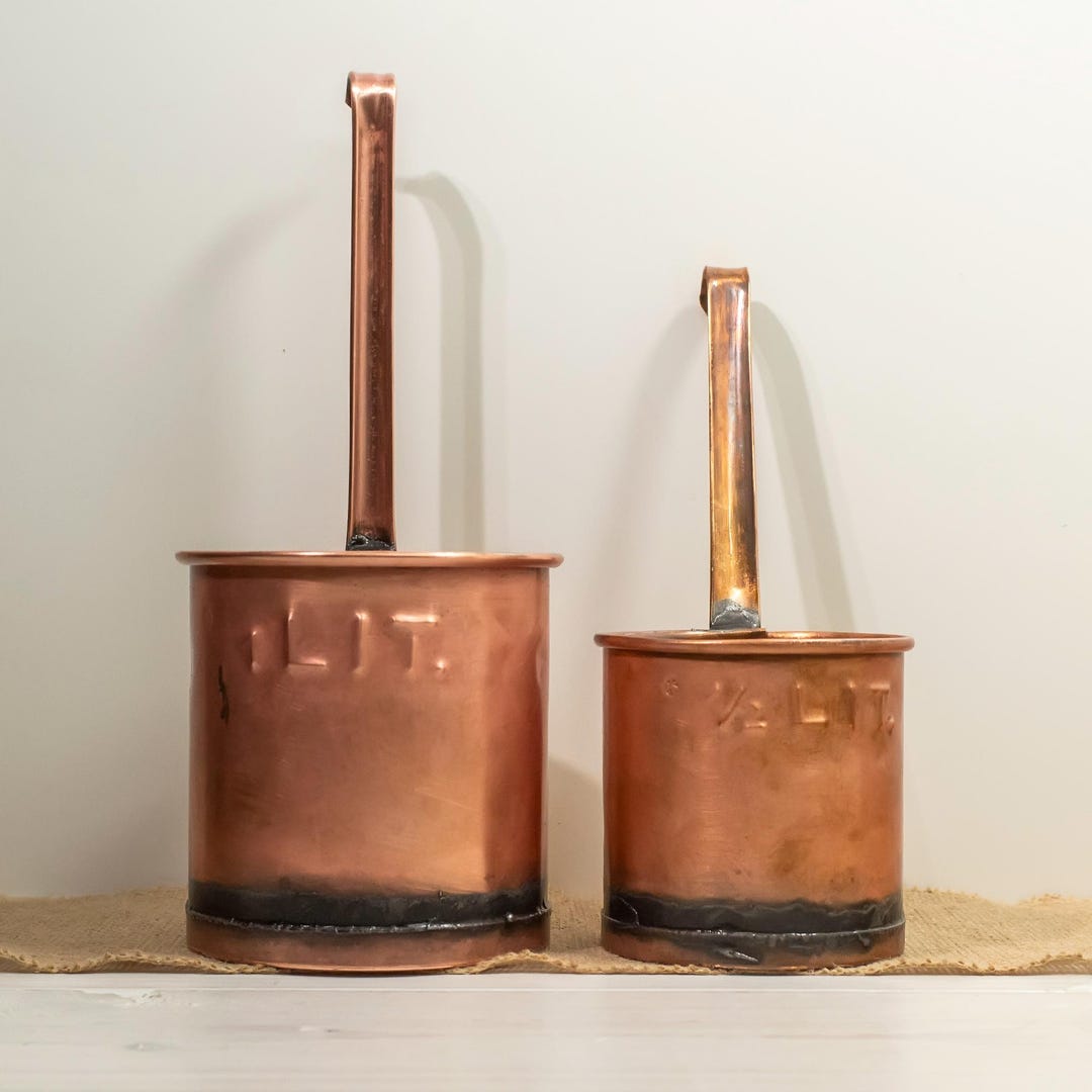 Old Italian Copper Measuring Cups 2 Antique Copper Measuring Cups With ...