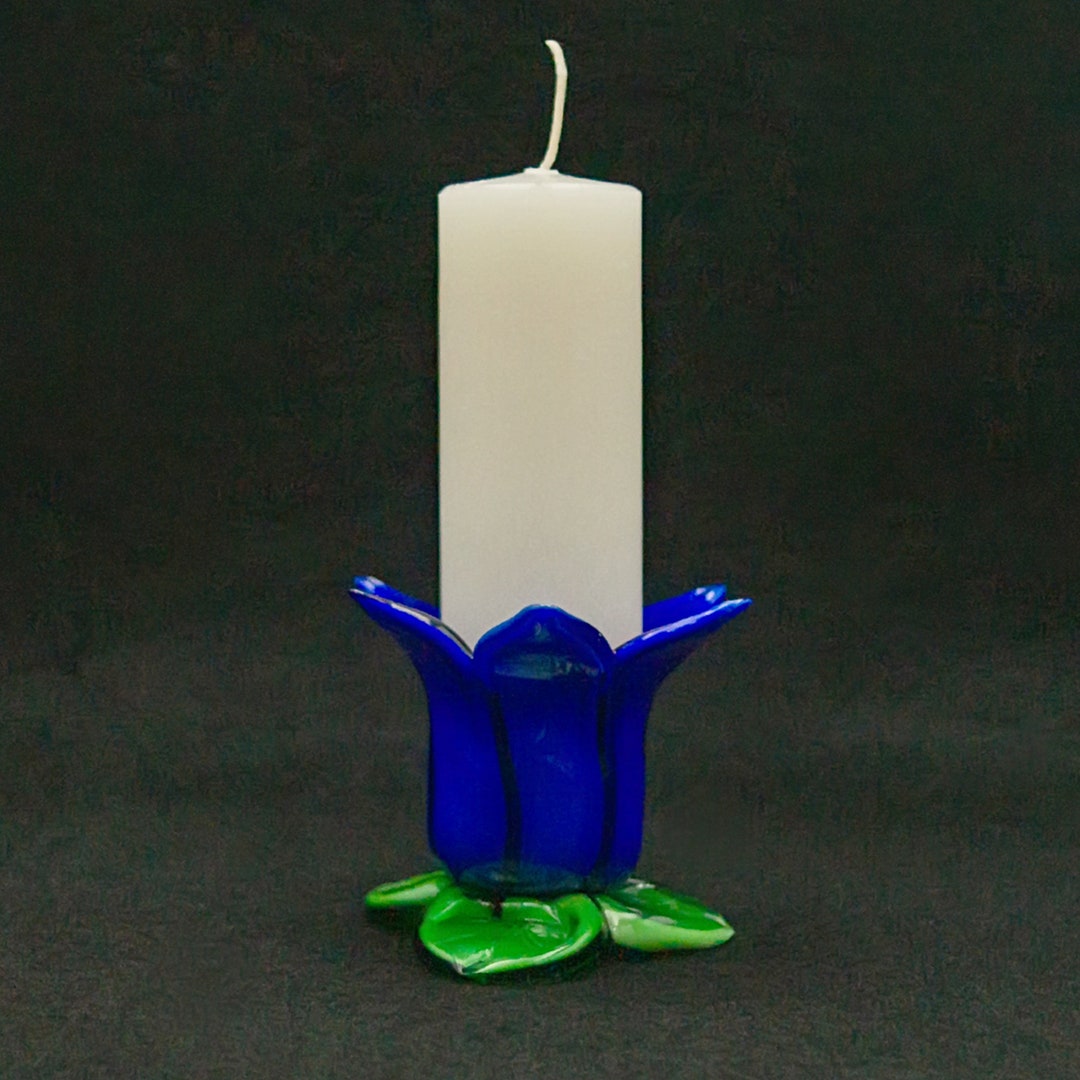 Vintage Italian Bluebell Candlestick: 90s Glass Star of David Decor - Etsy