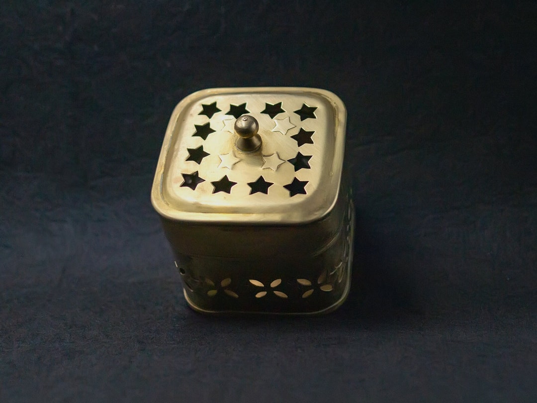 Cricket Box Square Brass Container Vintage Brass Box With Holes & Lid ...