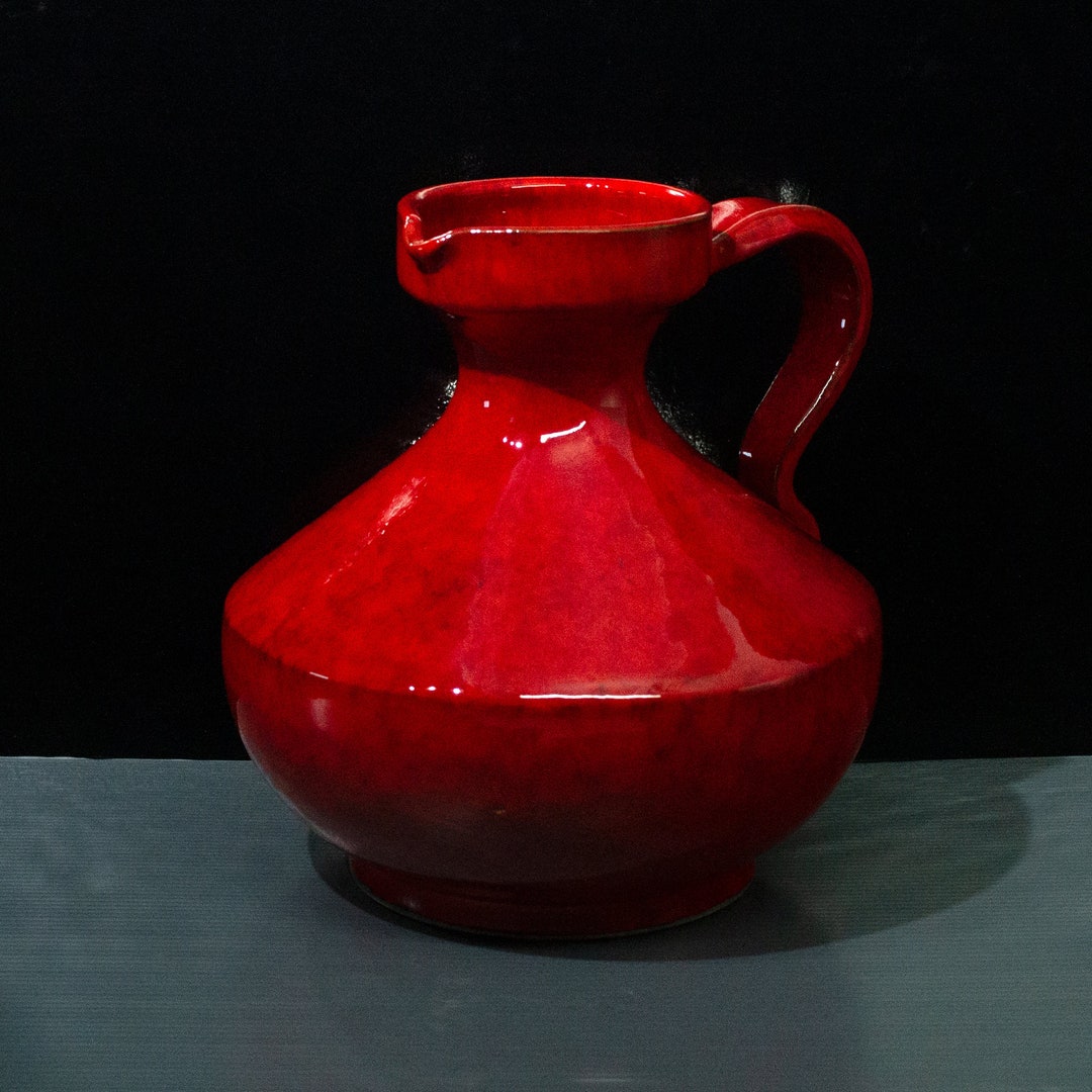 Red Ceramic Pitcher: Italian Pottery From Marche Region, 1970s Vintage ...