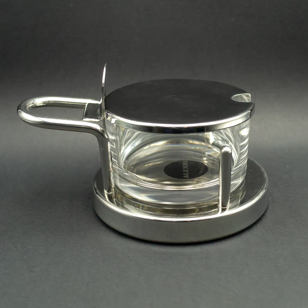 Vintage Alessi Cheese Holder: Steel & Glass Italian Grated Parmesan ...