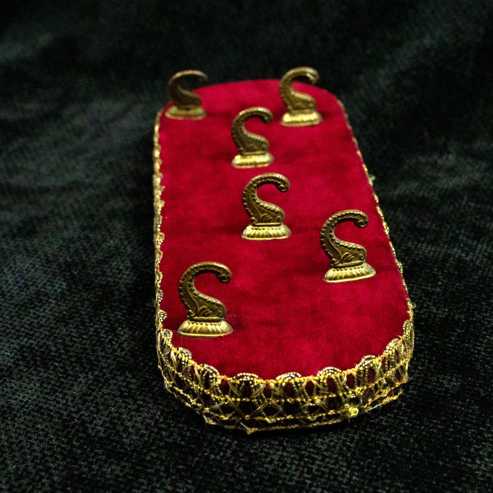 Vintage Velvet Italian Wall Rack: Red & Gold Venetian Style, 6 Hooks ...