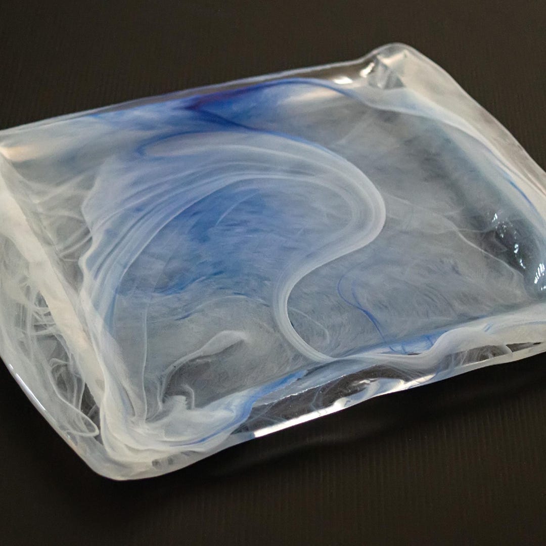 Vintage Italian Pale Blue Glass Tray: 1960s Serving Dish With Handles ...