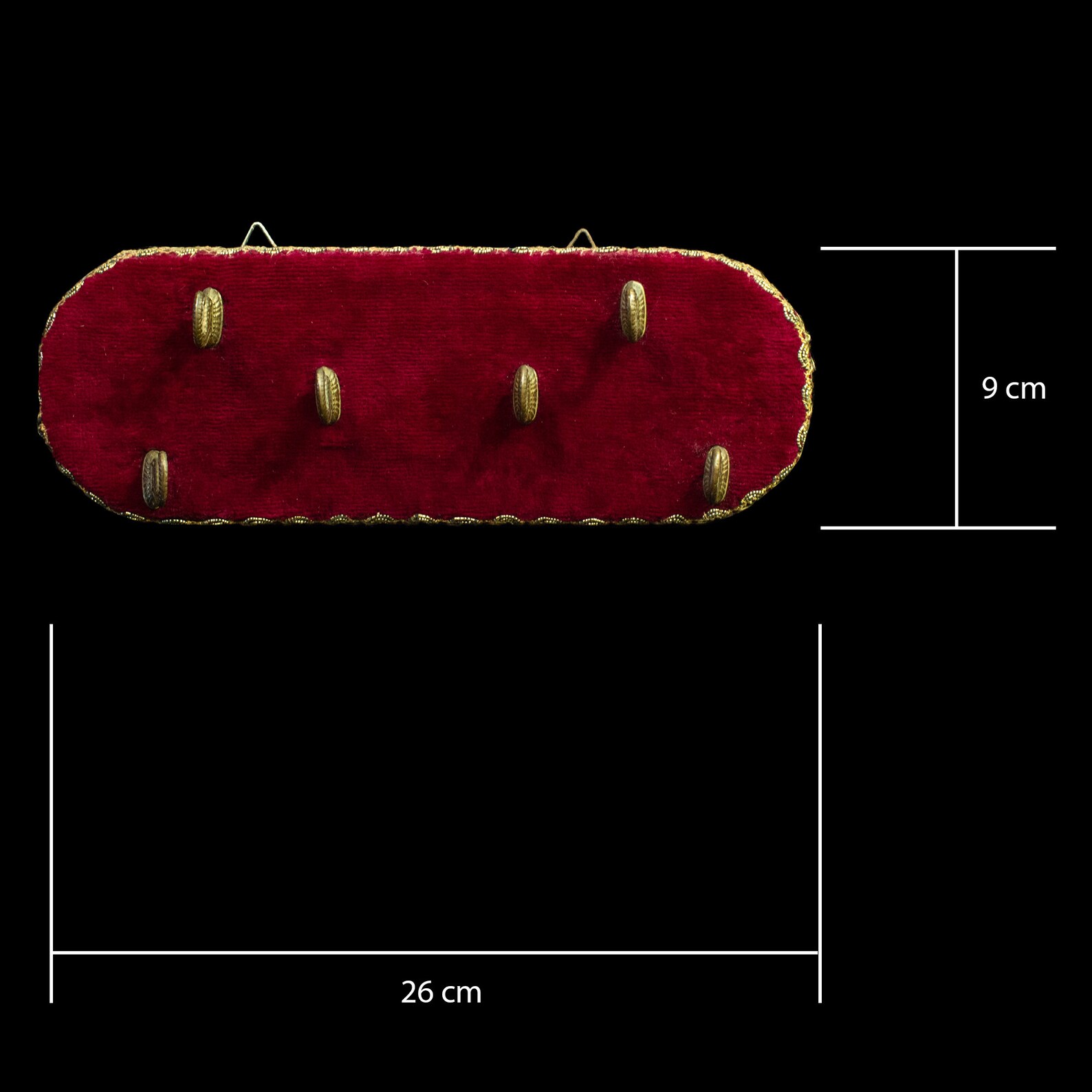 Vintage Velvet Italian Wall Rack: Red & Gold Venetian Style, 6 Hooks ...