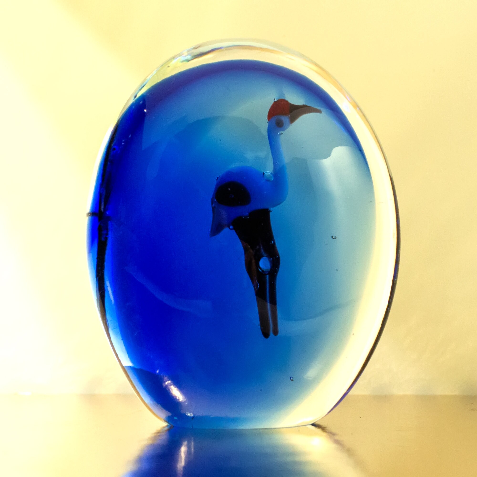 Vintage Blue Glass Paperweight Solid Blue Glass With a Figure of a ...