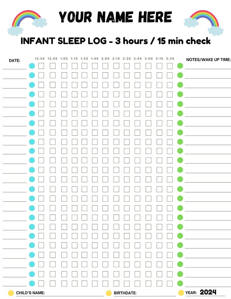 Infant Sleep Log for Childcare Homes and Centers - Etsy