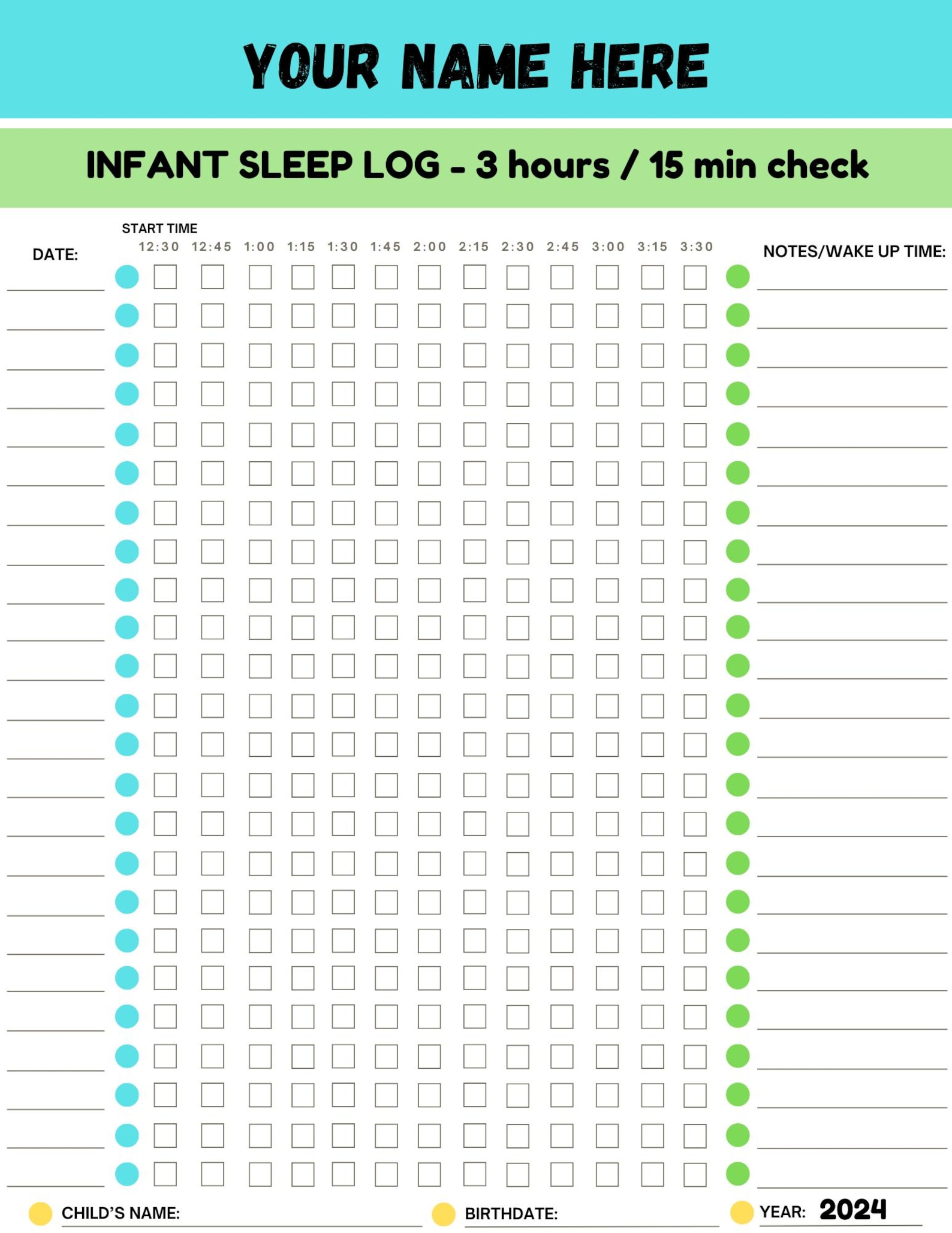 Infant Sleep Log for Childcare Homes and Centers - Etsy