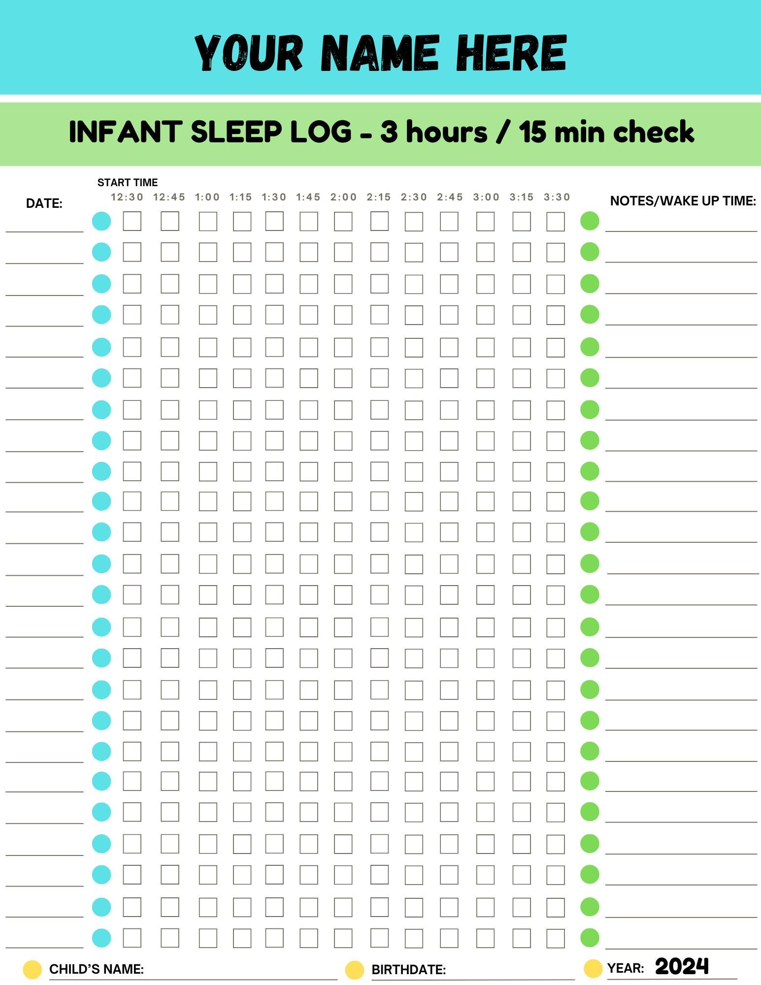 Infant Sleep Log for Childcare Homes and Centers - Etsy