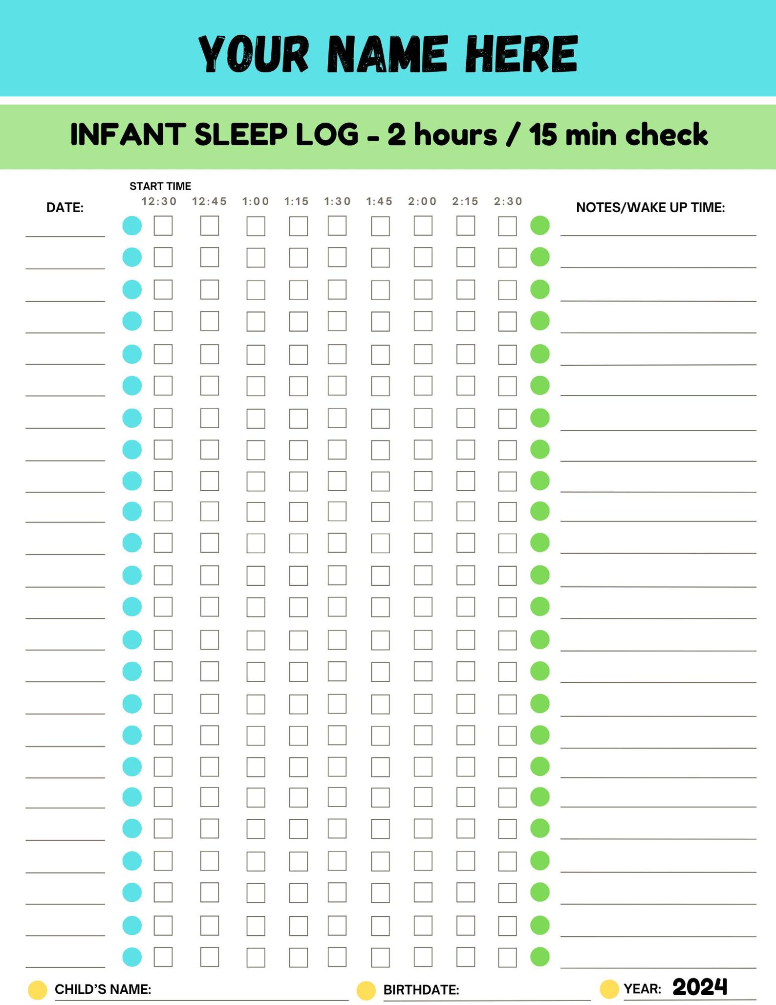 Infant Sleep Log for Childcare Homes and Centers - Etsy