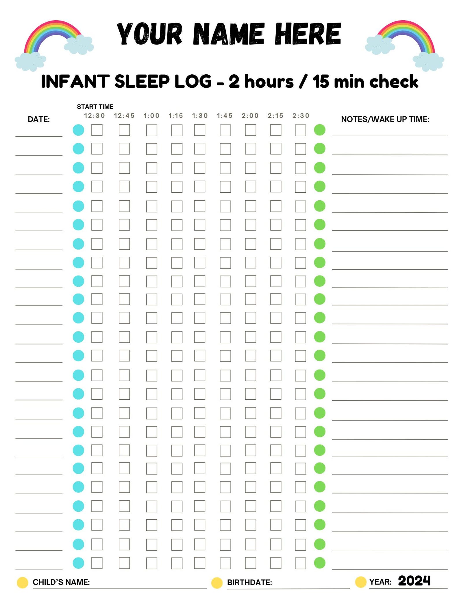 Infant Sleep Log for Childcare Homes and Centers - Etsy