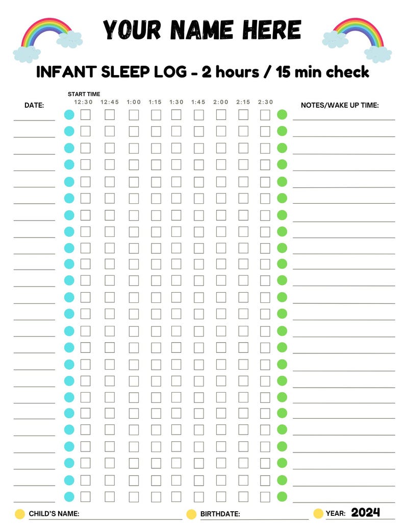 Infant Sleep Log for Childcare Homes and Centers - Etsy