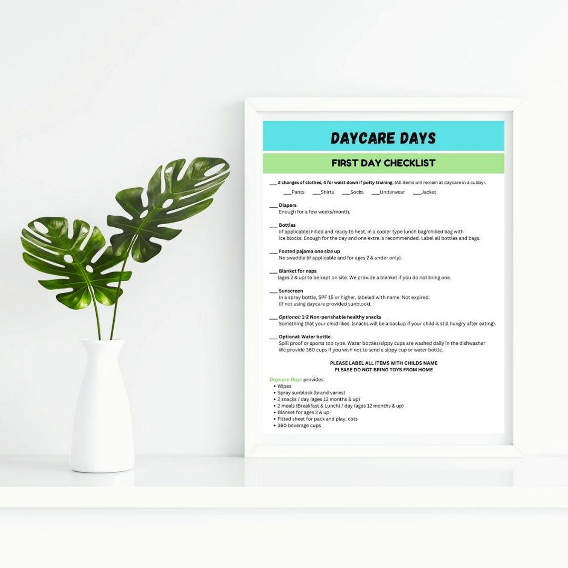 First Day of Childcare Checklist - Etsy