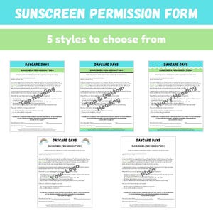 Sunscreen Permission Form - Etsy