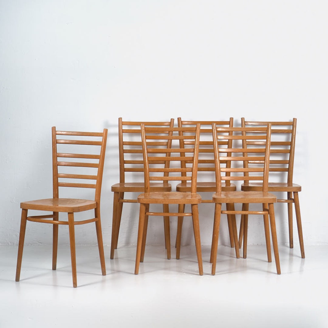 Vintage Style Dining Chairs (c.1950). Set of 6 Pieces #2 - Etsy