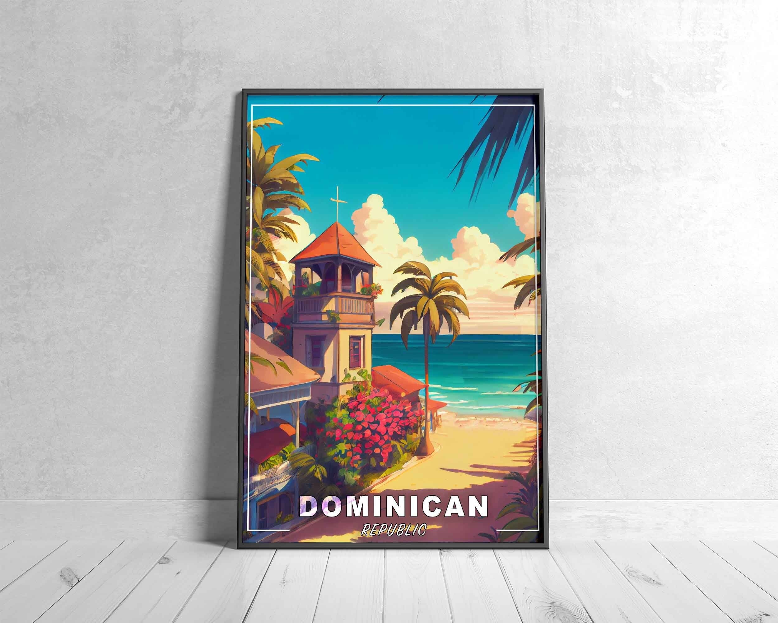 Dominican Republic Beach Poster Print Caribbean Vintage - Etsy