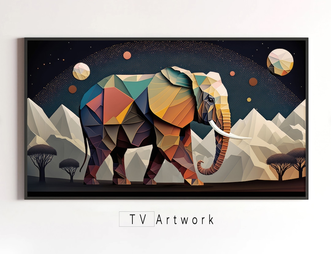 Samsung Frame TV Art | Polygon Elephant | Colorful, Abstract, Animal ...