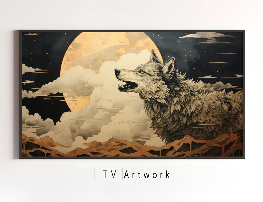 Samsung Frame TV Art | Wolf Howling at the Moon | Rugged, Wilderness ...