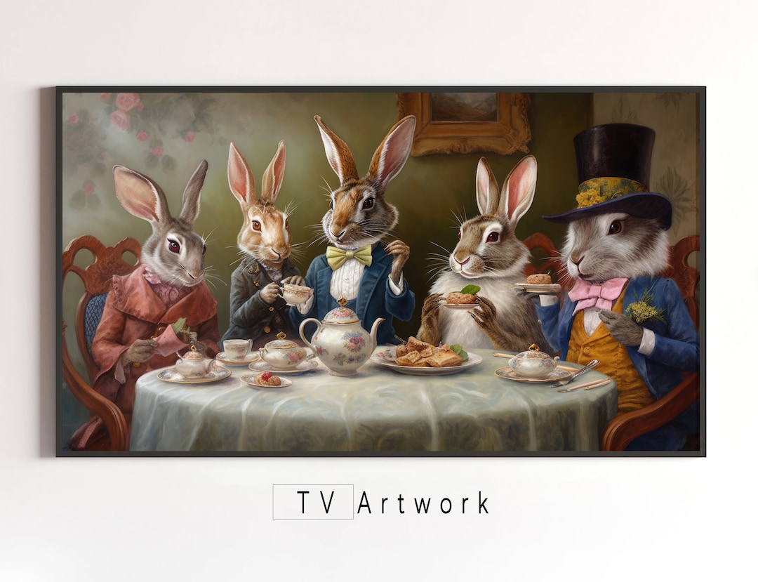 Samsung the Frame TV Art | Fancy Bunny Tea Party on Easter ...