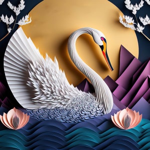Samsung the Frame TV Art | Origami Swan of Loon Lake | Colorful ...