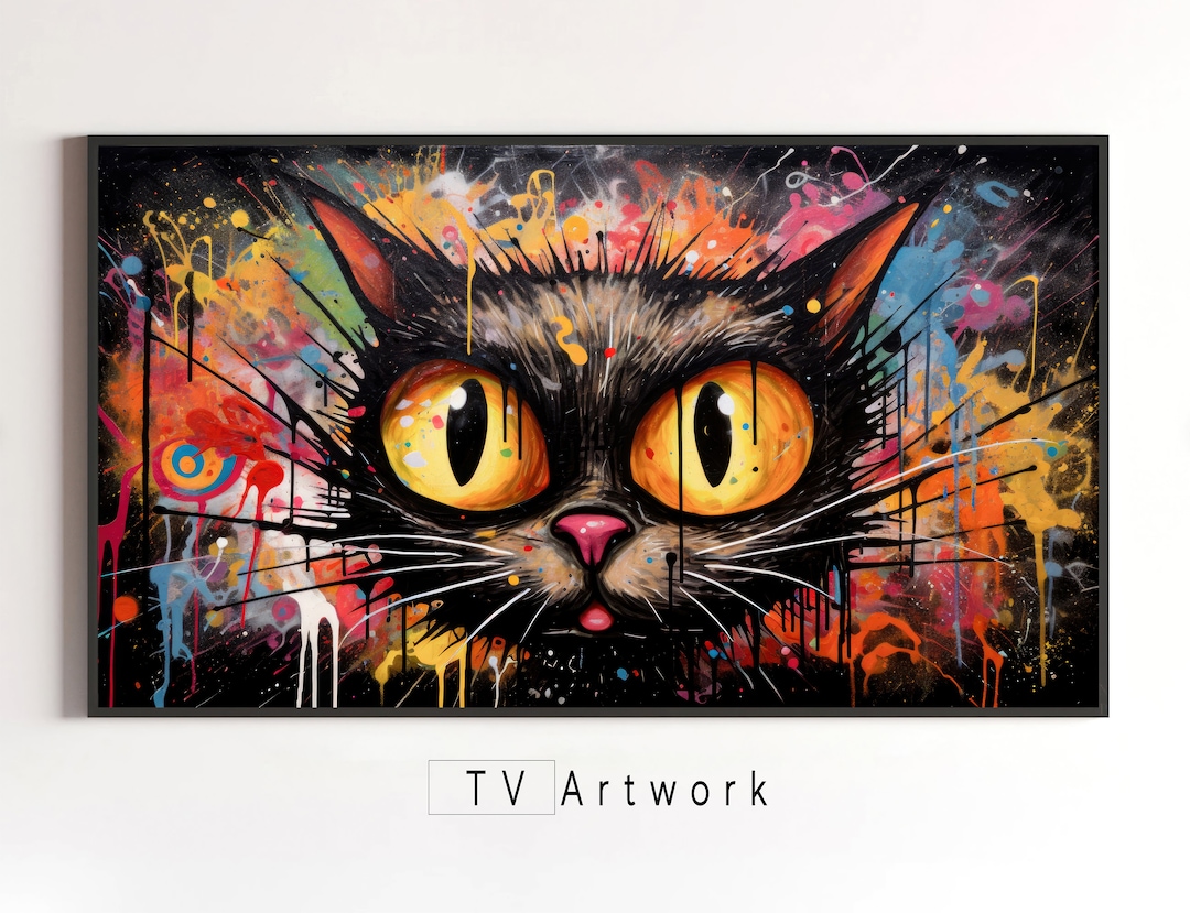 Samsung Frame TV Art | Cat All Nighter | Psychedelic, Splatter, Feline ...