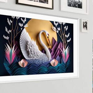 Samsung the Frame TV Art | Origami Swan of Loon Lake | Colorful ...