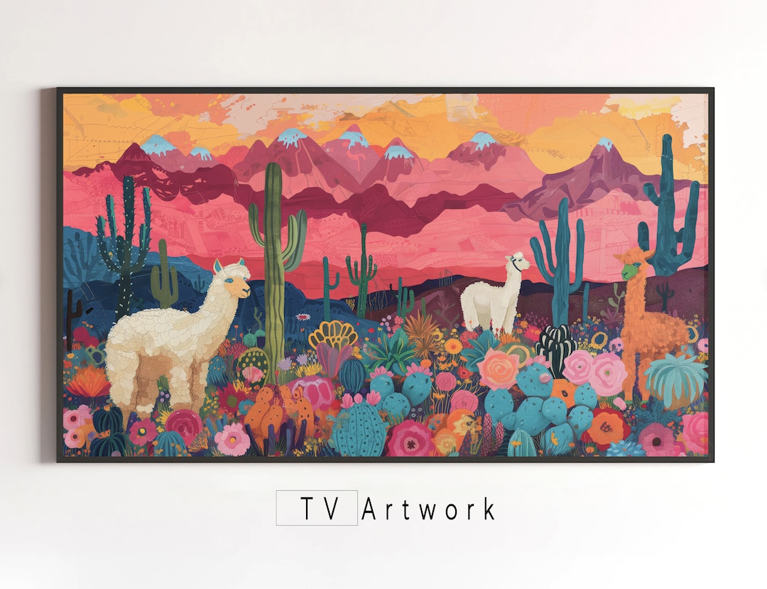 Samsung Frame TV Art | Alpacas in a Desert Super Bloom | Rugged, Desert ...