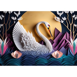 Samsung the Frame TV Art | Origami Swan of Loon Lake | Colorful ...