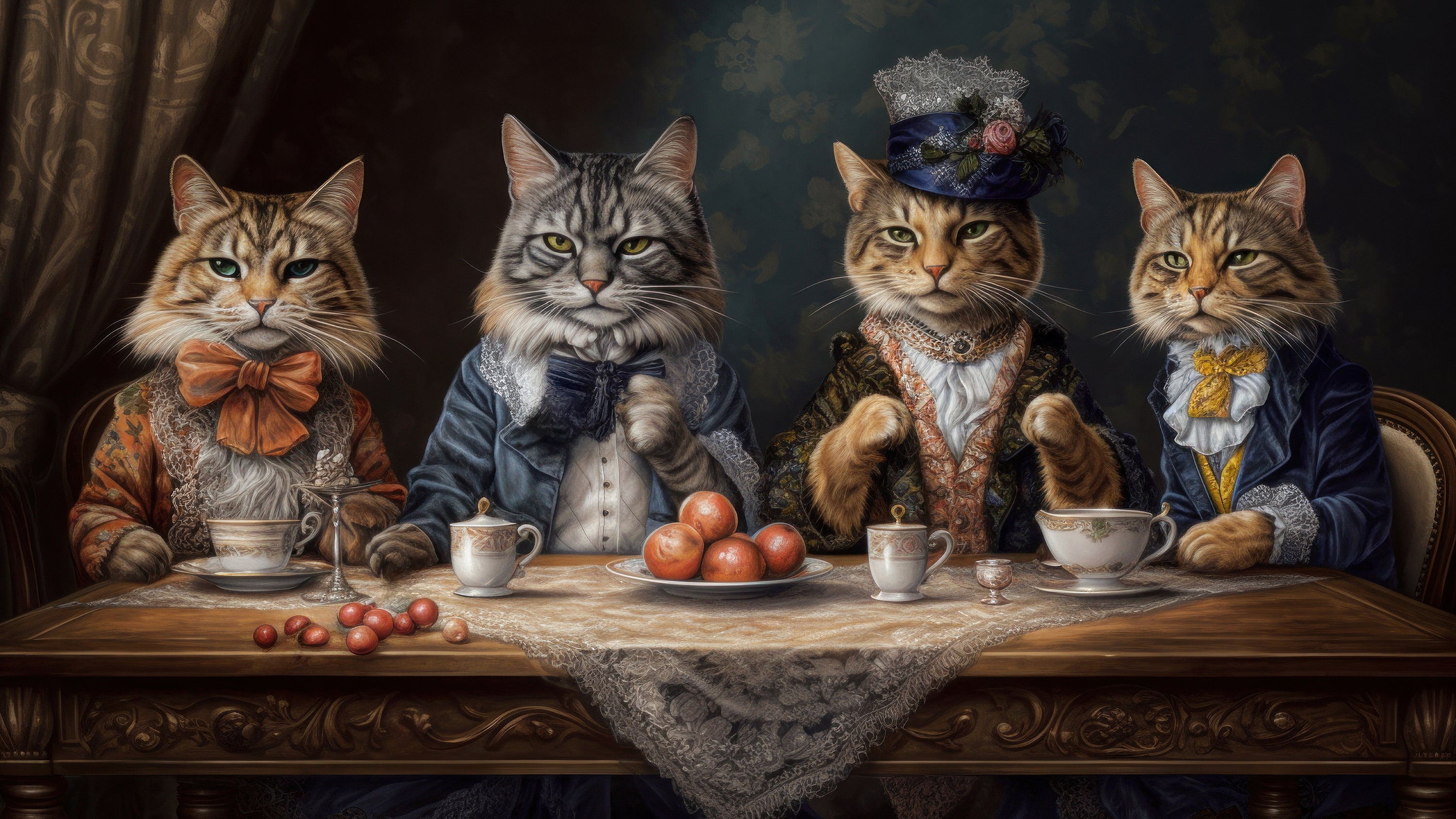 Samsung the Frame TV Art | Cat Tea Party | Cute Felines Doing Human ...