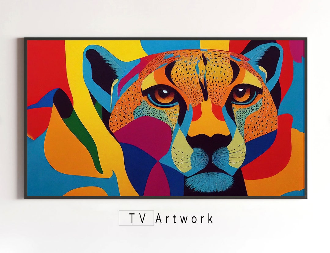 Samsung Frame TV Art | Portrait of a Cheetah in Vivid Color | Abstract ...