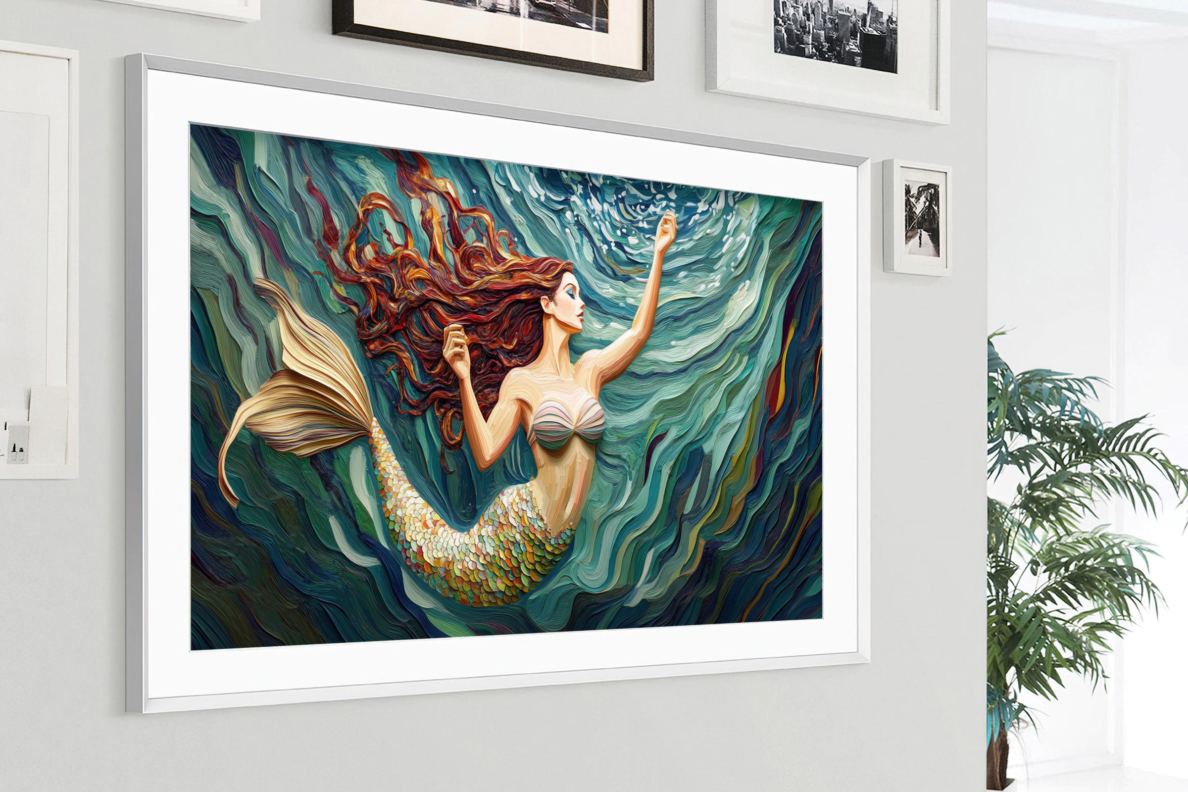 Samsung Frame TV Art | A Mythical Swim | Surreal, Colorful, Mermaid ...