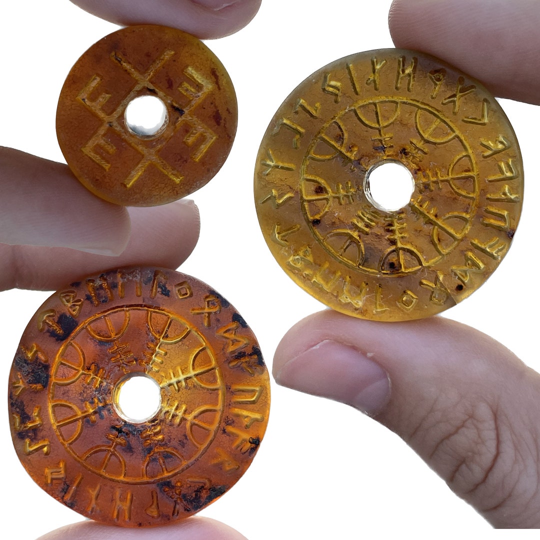 Baltic Amber Doughnut Mystical Viking Runes Ancient Pagan Talisman - Etsy