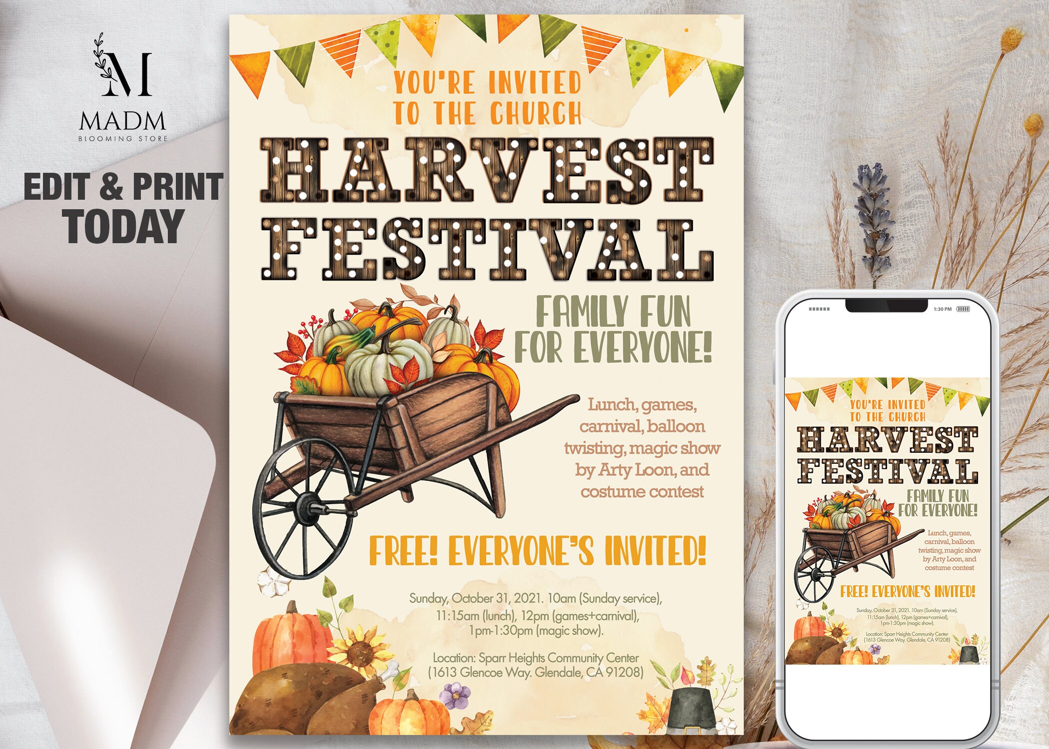 Fall Festival Invitation Church Fall Festival Invite Harvest Festival ...