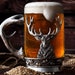 Highland Stag Glass Tankard - Pewter Antler Handle Mug, Scottish Themed ...