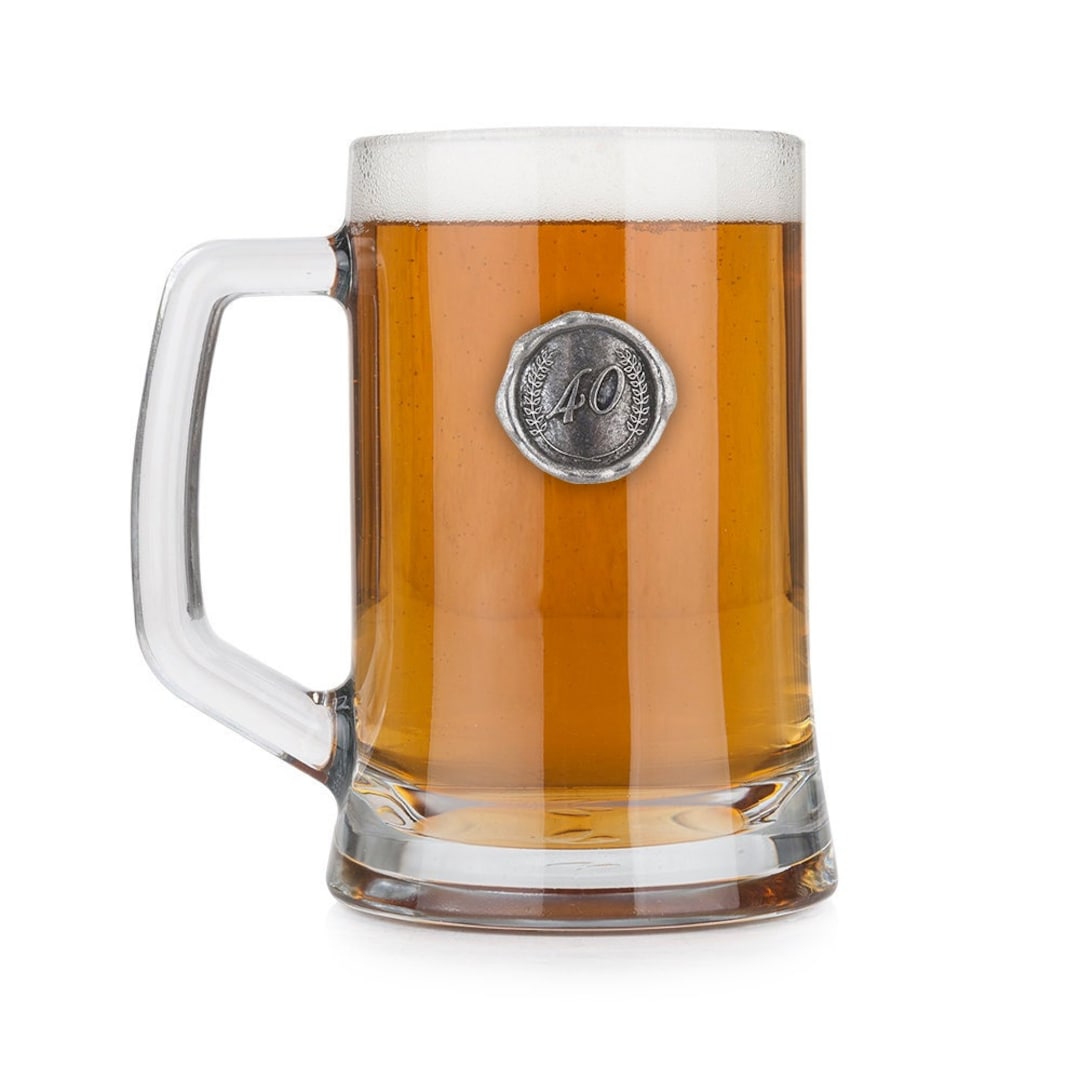 Personalized Glass Tankard With Pewter Birthday Number Monogram ...