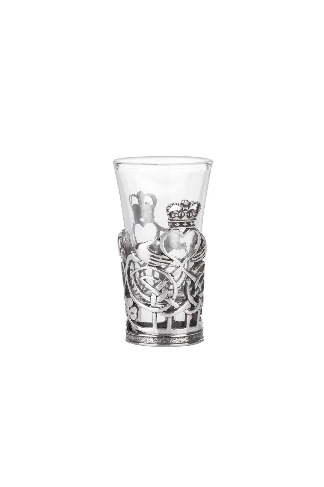 Irish Claddagh Pewter Shot Glass Holder - Celtic Claddagh Barware ...
