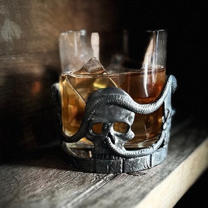 Handcrafted Skull & Snakes Pewter Whisky Glass -gothic Design - Unique ...