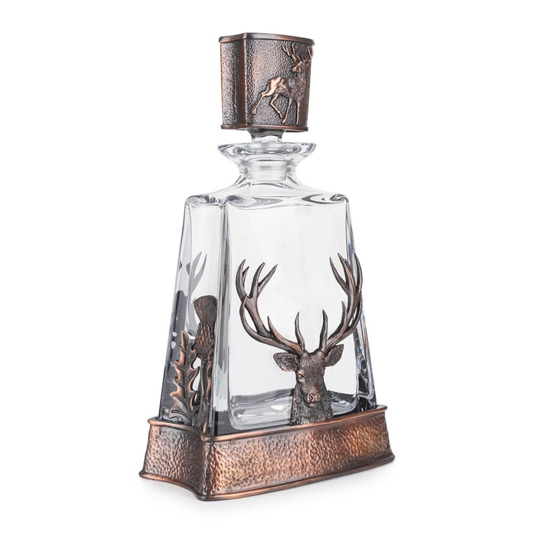 Bronze Stag Crystal Decanter Elegant Chocolate Bronze Finish, Rustic ...