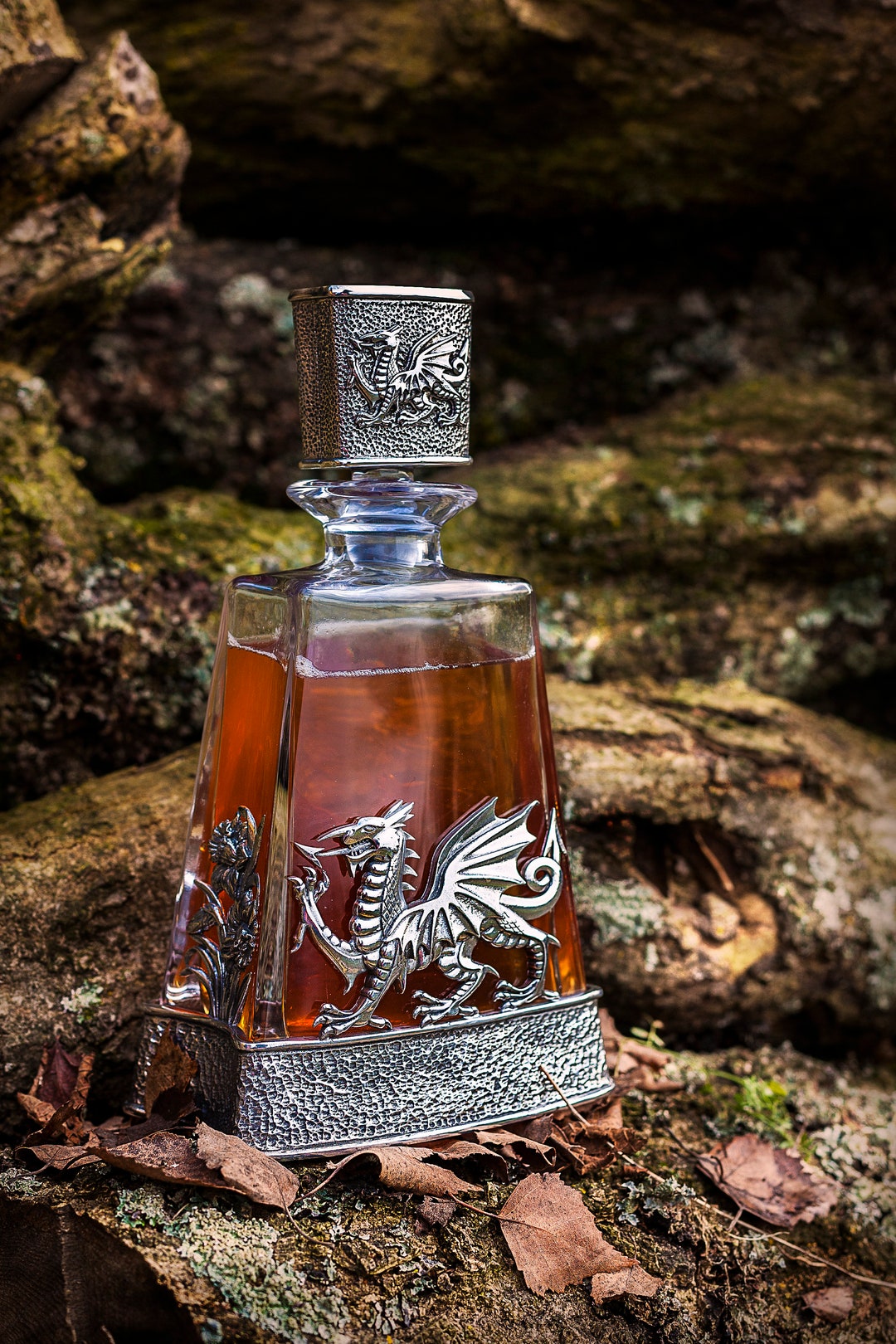 Welsh Dragon Whisky Decanter - Handcrafted Celtic Liquor Carafe ...