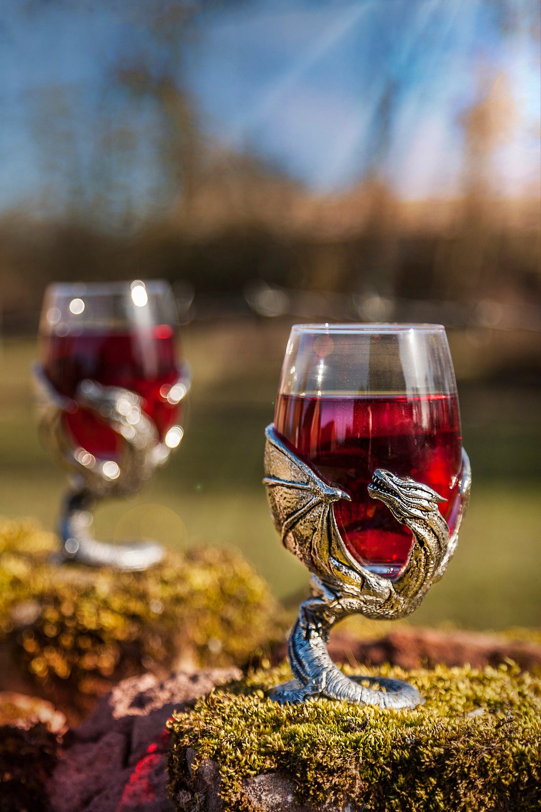 Handcrafted Pair of Dragon Wine Glasses - Unique Fantasy Barware ...