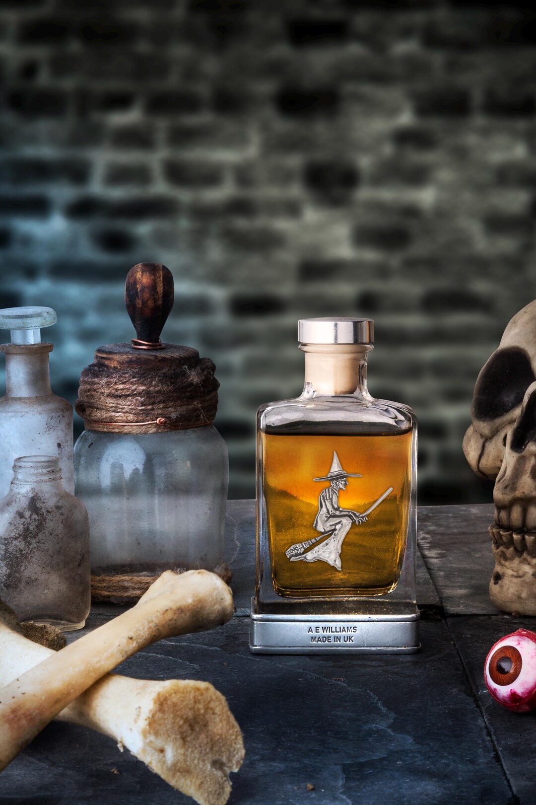 Personalized Witch Whiskey Flask | Handcrafted Gothic Pewter Hip Flask ...